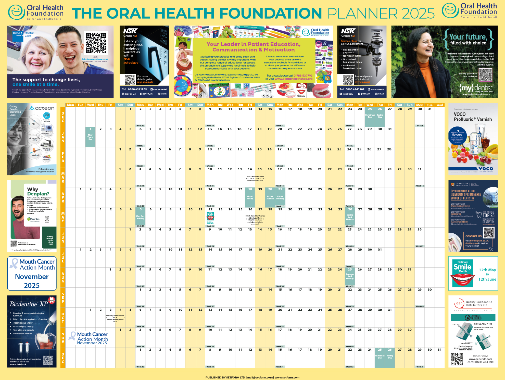 Oral Year Planner - Year Planners & Project Planners By Setform